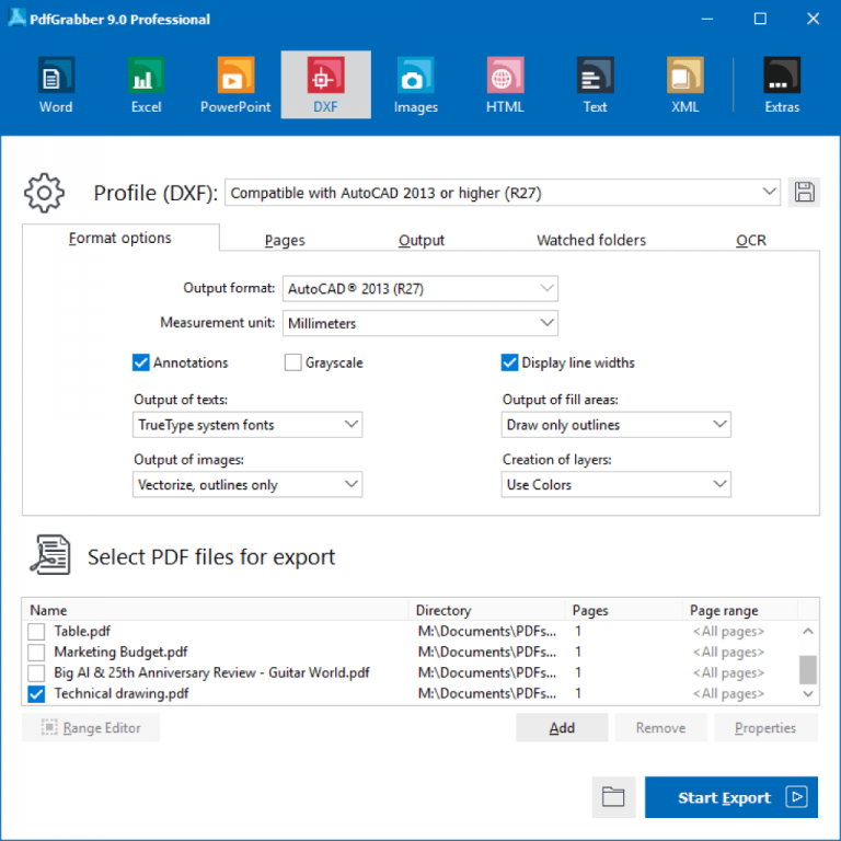 Convert PDFs with technical drawings to CAD / AutoCad / DXF